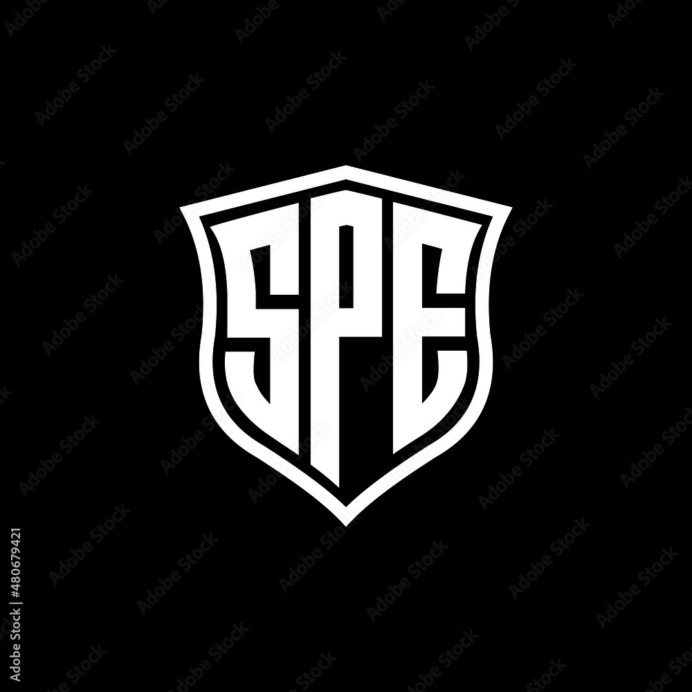 SPE letter logo design with black background in illustrator, vector ...