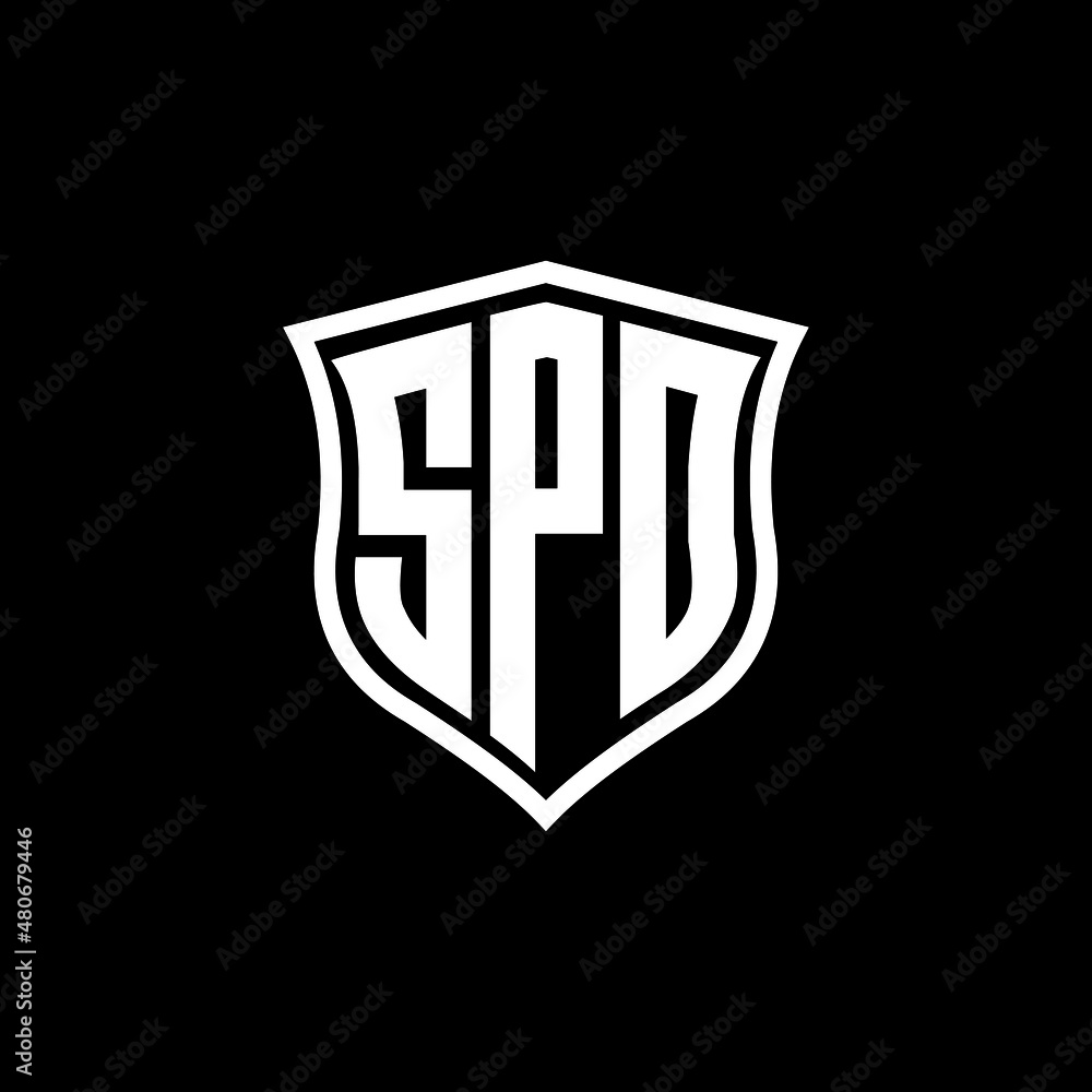 Vetor do Stock: SPO letter logo design with black background in ...