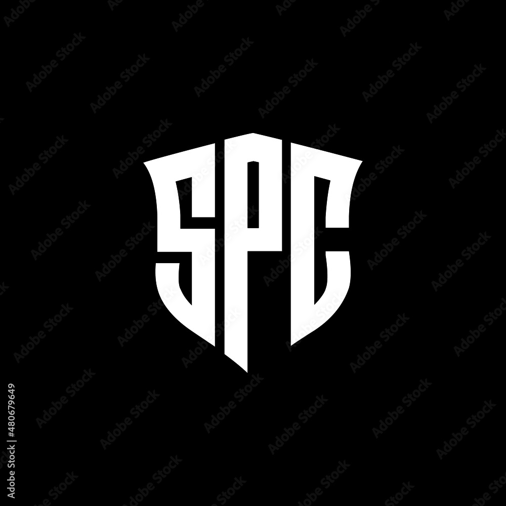 SPC letter logo design with black background in illustrator, vector ...