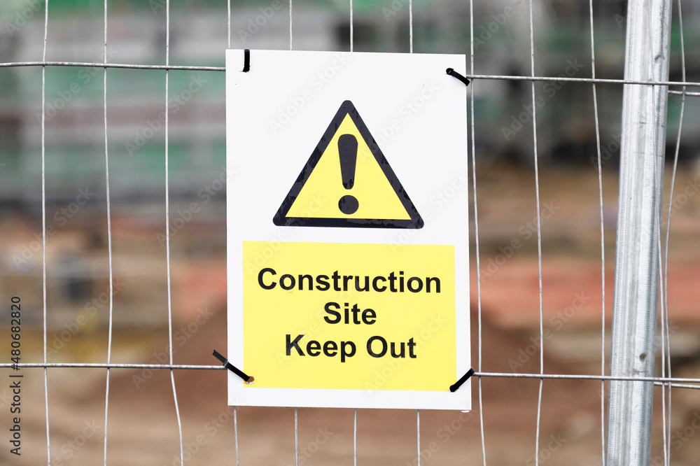 Construction site health and safety message rules sign board signage on ...