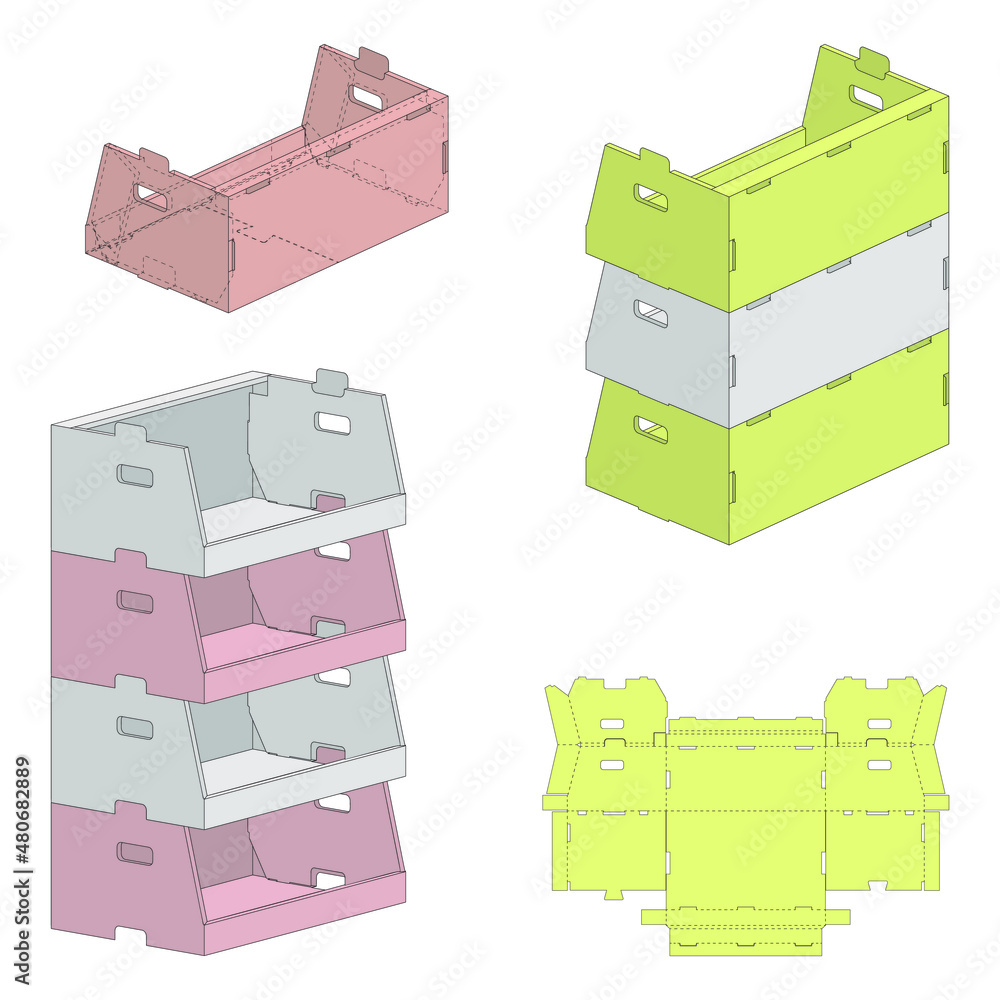 Supermarket Shelves. Modules made from Corrugated Cardboard. Box for ...
