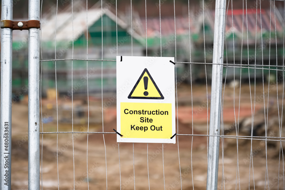 Construction site health and safety message rules sign board signage on ...