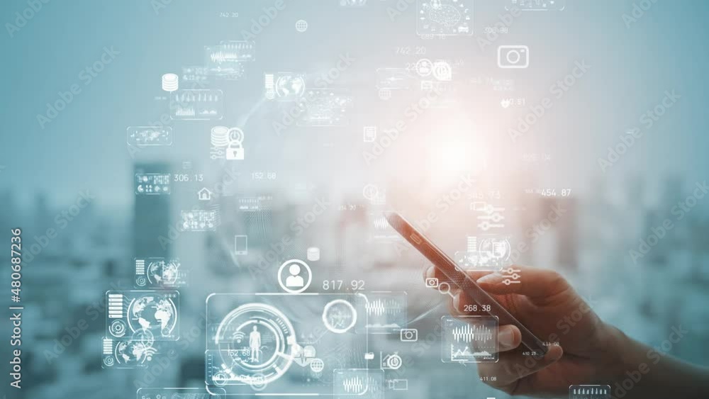 Digital transformation concept. Mobile app. Stock Video | Adobe Stock