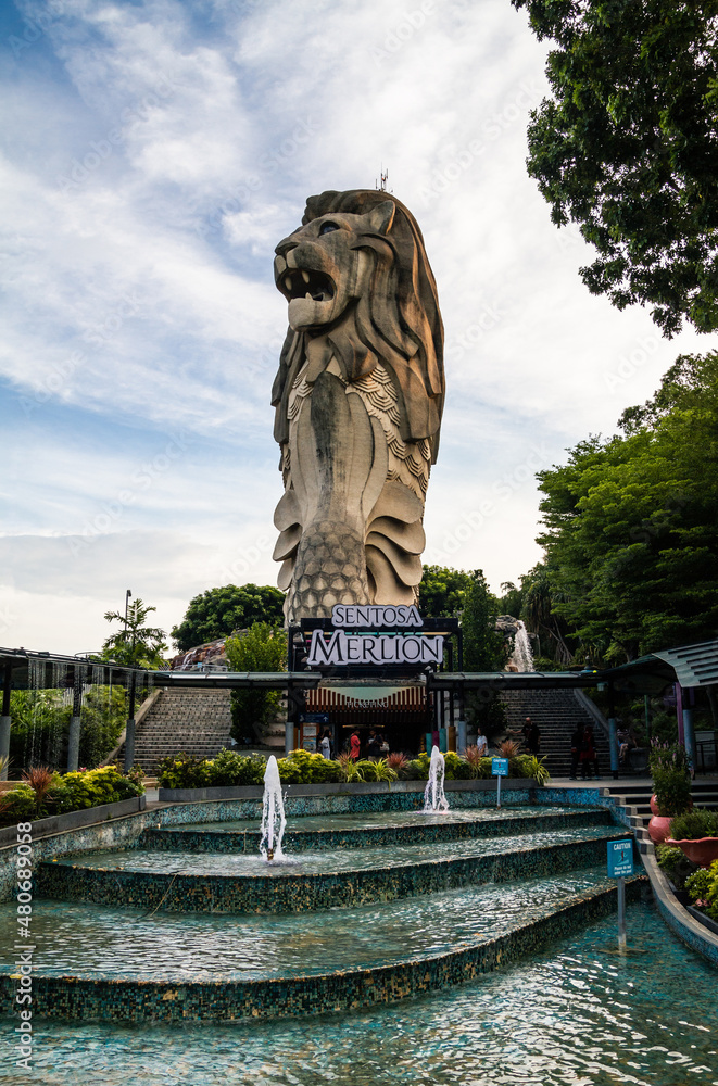 Sentosa Merlion. 37m-tall statue of the official mascot of Singapore ...