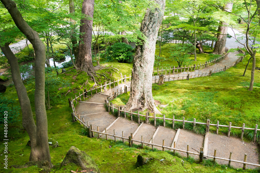 Kanazawa, Japan 28 Jul, 2017- Kenrokuen Garden in Kanazawa, Ishikawa ...