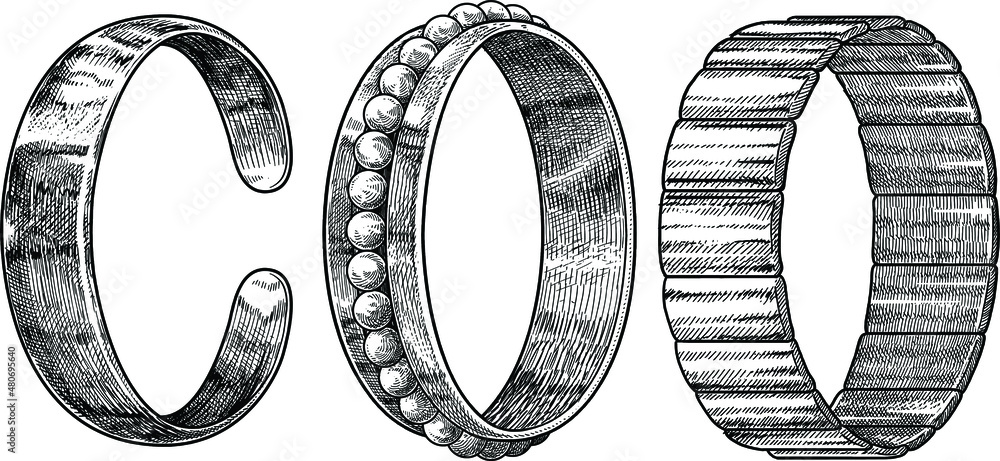 Bracelets illustration, drawing, engraving, ink, line art, vector Stock ...