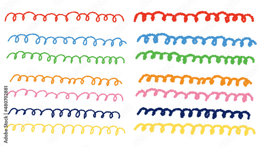 Colorful lines drawn with crayons. Vector brush stroke illustration set ...