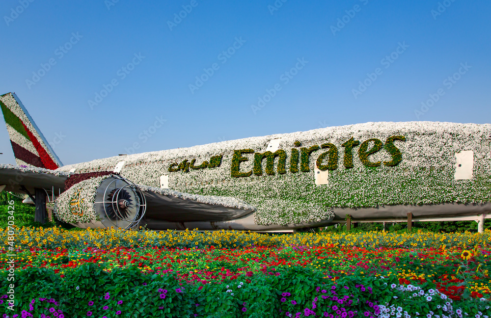 UAE, DUBAI, NOVEMBER, 2021 - Dubai Miracle Garden with setting real ...