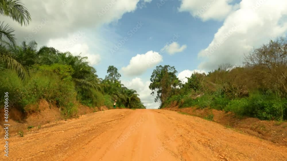 Tropical forest jungle road farmers rural Ghana. Rural forest and ...