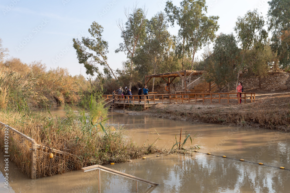 View from the Israeli side of the Israeli-Jordanian border, passing ...