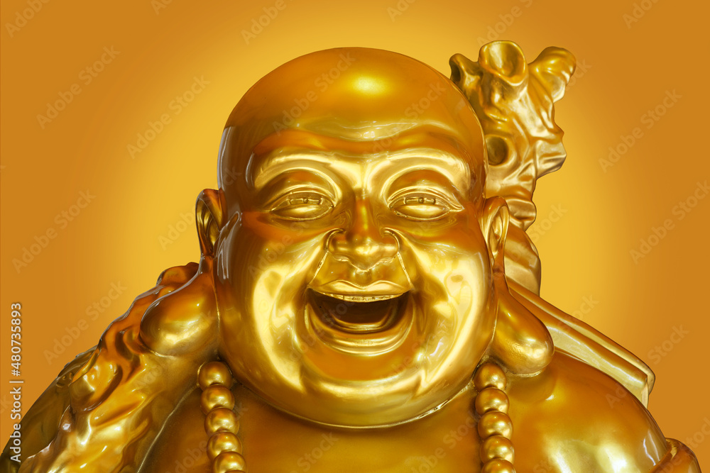 The Golden smiling Buddha or Hotei is the chinese god of happiness ...
