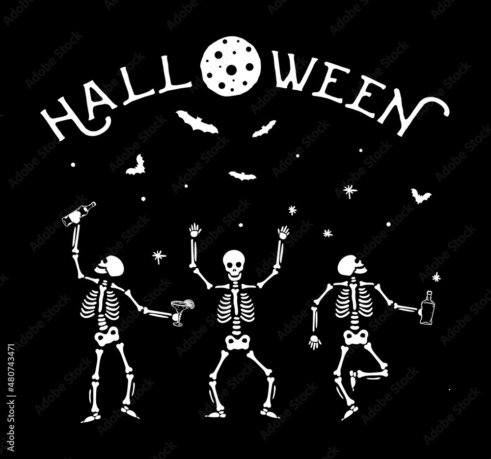 Vetor de Halloween Dancing Skeletons Svg, Skeleton SVG, Skeleton party ...
