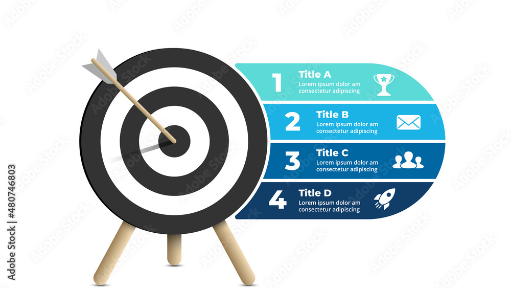 Success infographic. Business presentation slide template. Arrow hit ...