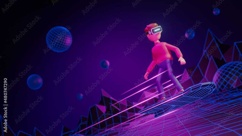 Metaverse technology future concept. VR virtual digital reality cyber metaverse simulation ...