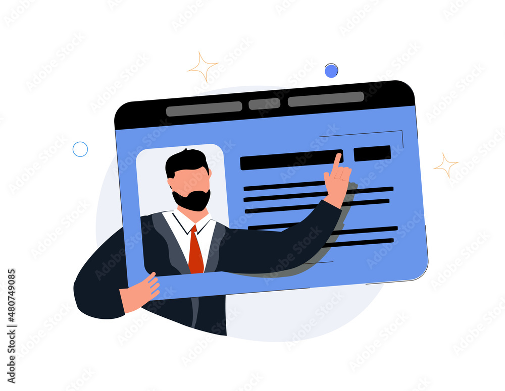 Identity card with photo concept. Smiling man worker cartoon character ...