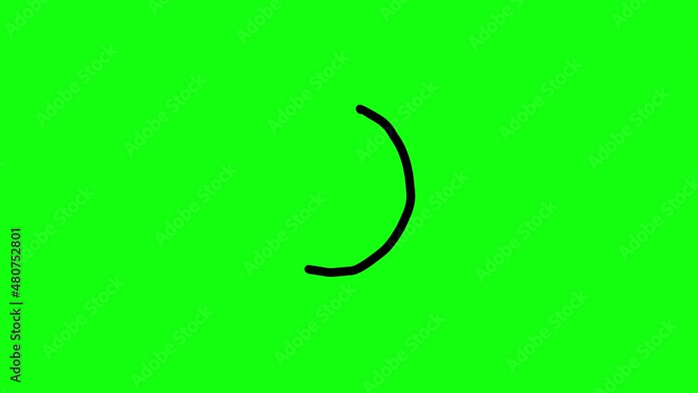 Animation of a sketch of a hand-drawn circle. 4K animation. Green ...