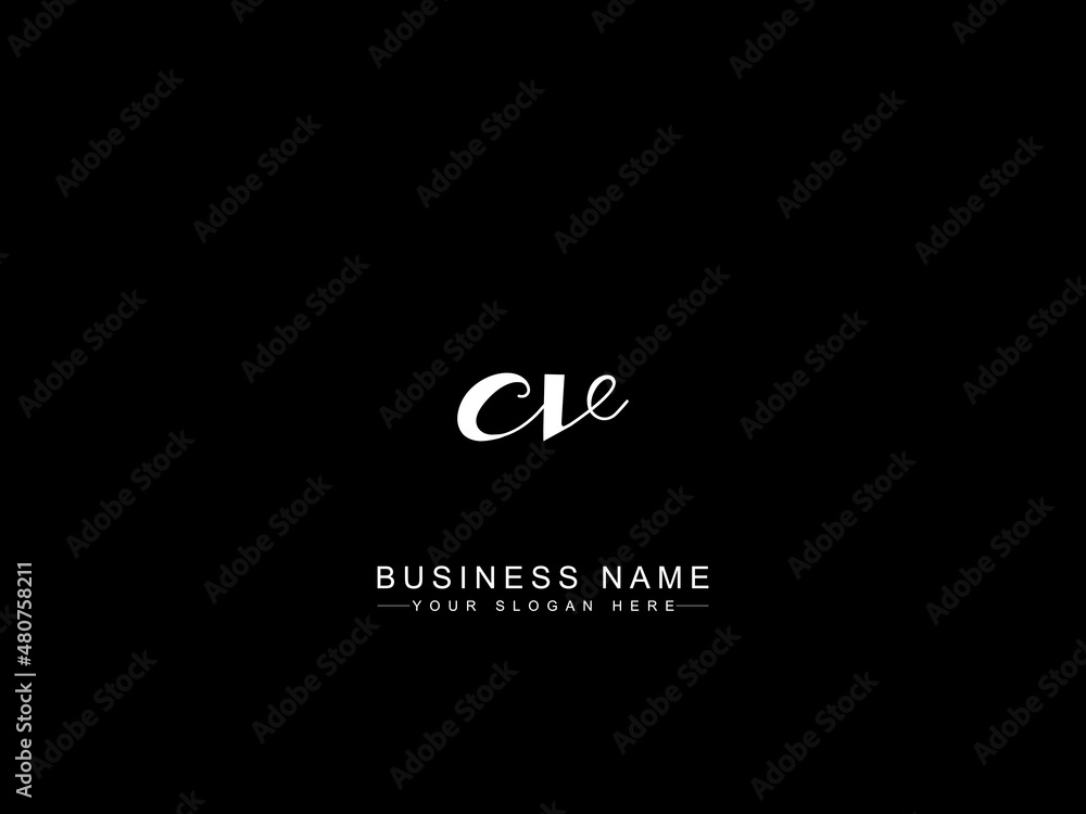 Monogram CV Signature Logo, Signature Cv Logo Icon Design With white ...