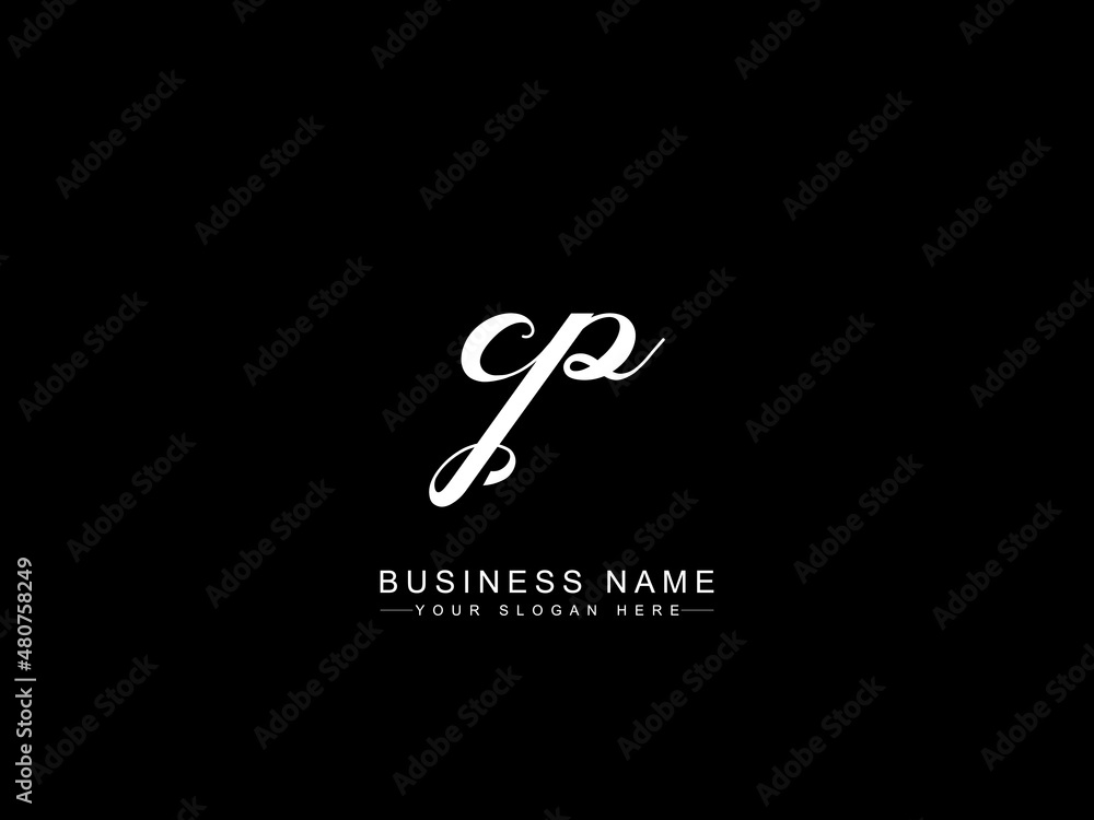 Monogram CP Signature Logo, Signature Cp Logo Icon Design With white ...