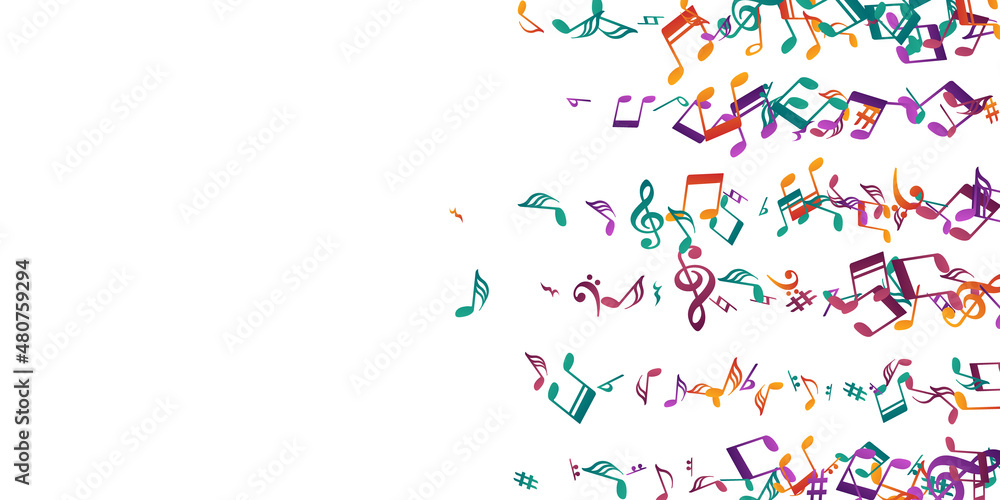 Musical notes cartoon vector backdrop. Melody Stock Vector | Adobe Stock