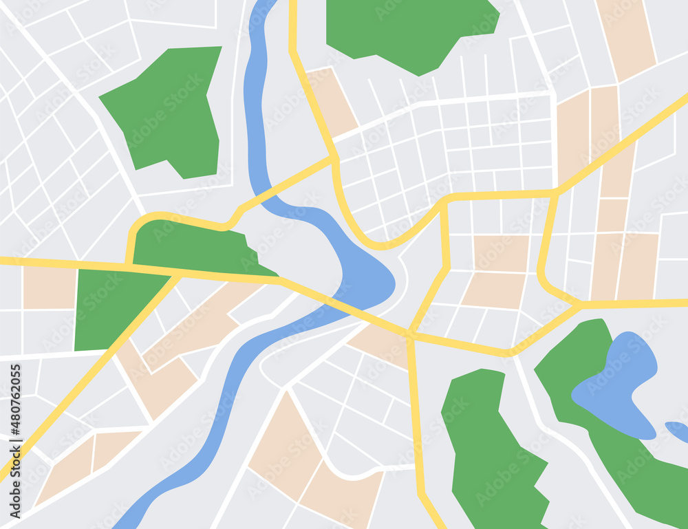 Map of the city center. GPS map navigator concept. Vector illustration ...