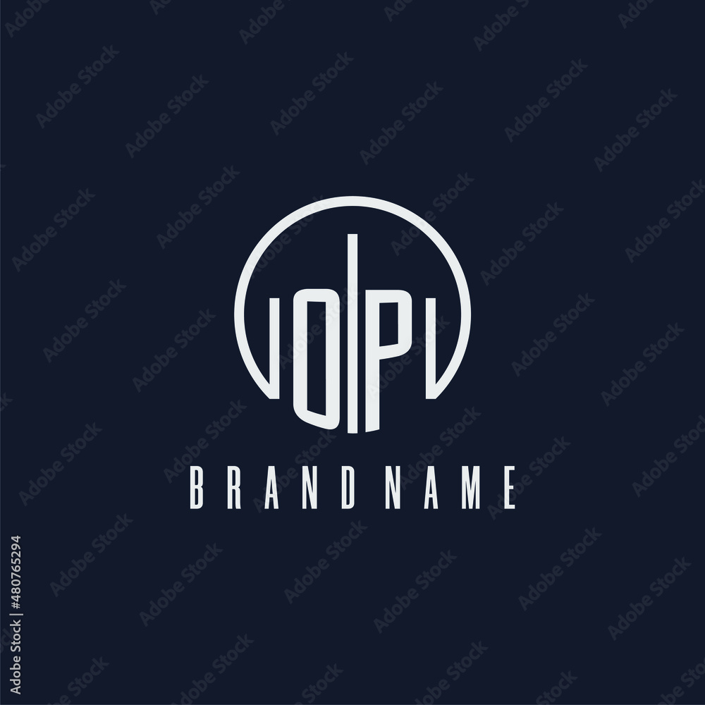 OP initial monogram logo with circle style dsign Stock Vector | Adobe Stock