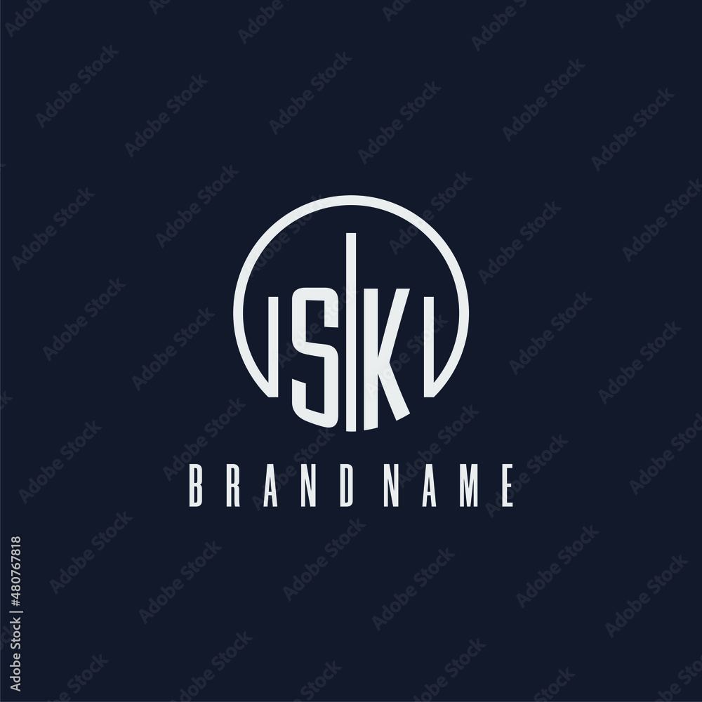 SK initial monogram logo with circle style dsign Stock Vector | Adobe Stock