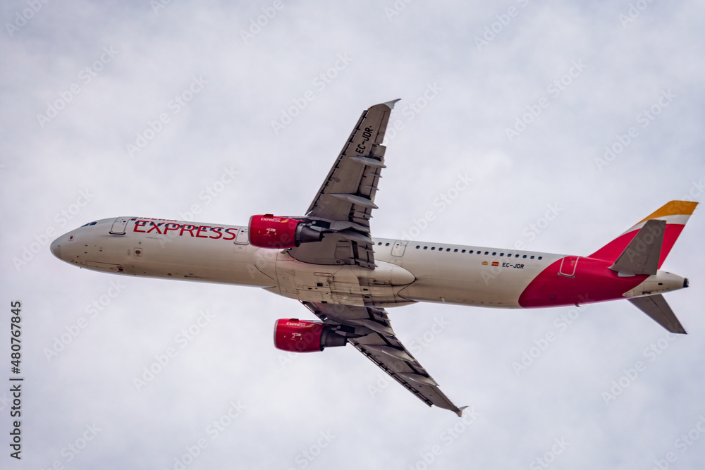 Airbus A321 passenger aircraft of the airline Iberia Express flying ...