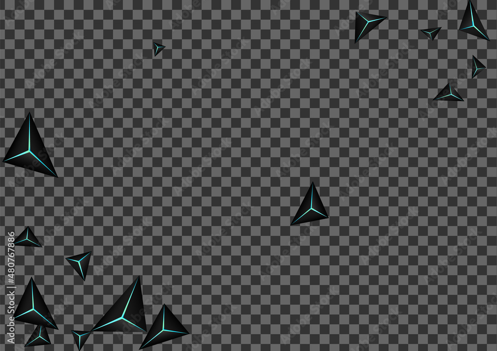 Jet Black Triangle Background Transparent Vector. Dark Crystal Mosaic ...