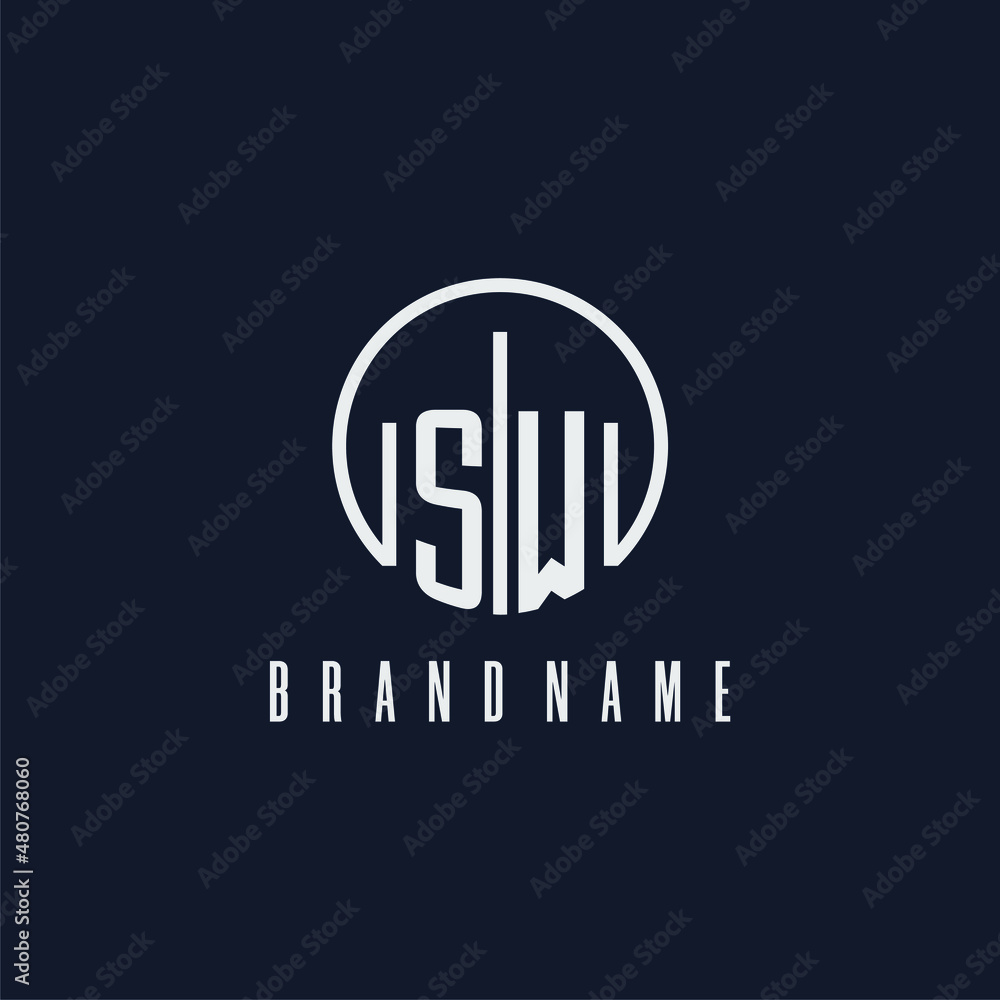 SW initial monogram logo with circle style dsign Stock Vector | Adobe Stock