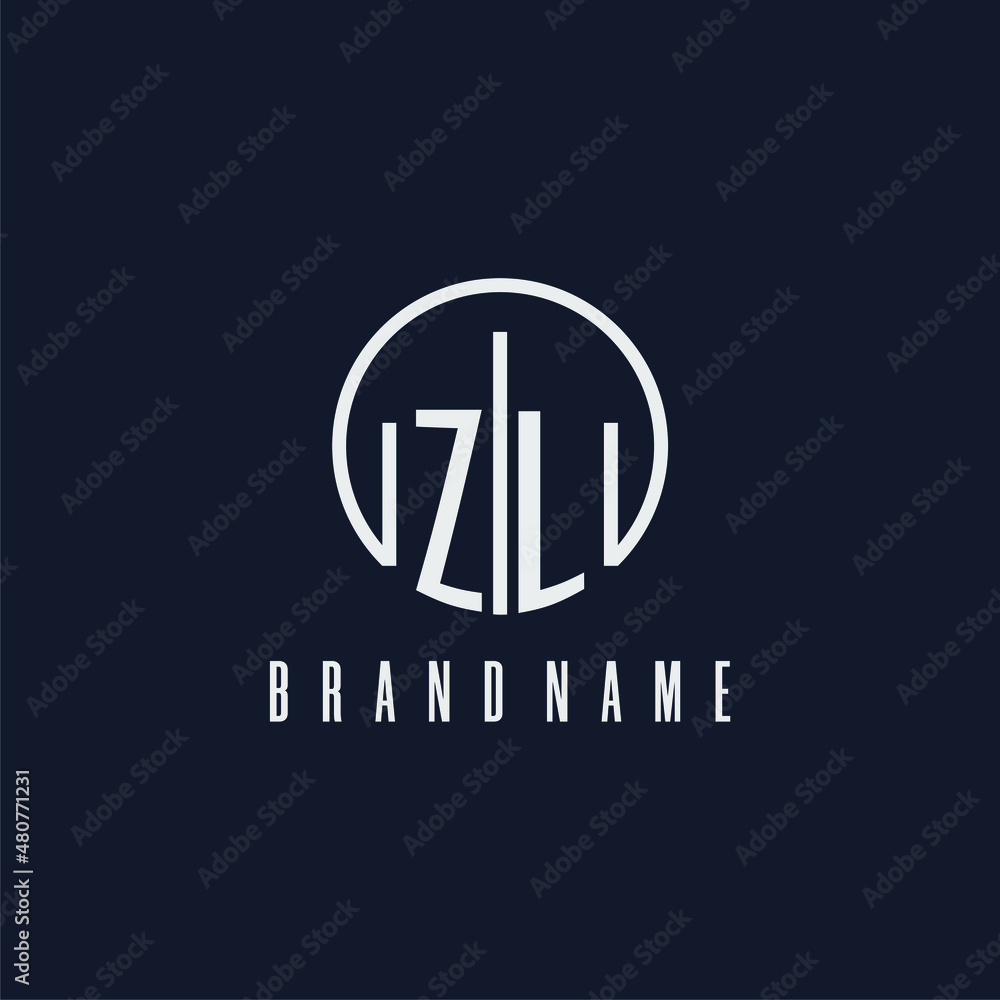 ZL initial monogram logo with circle style dsign Stock Vector | Adobe Stock