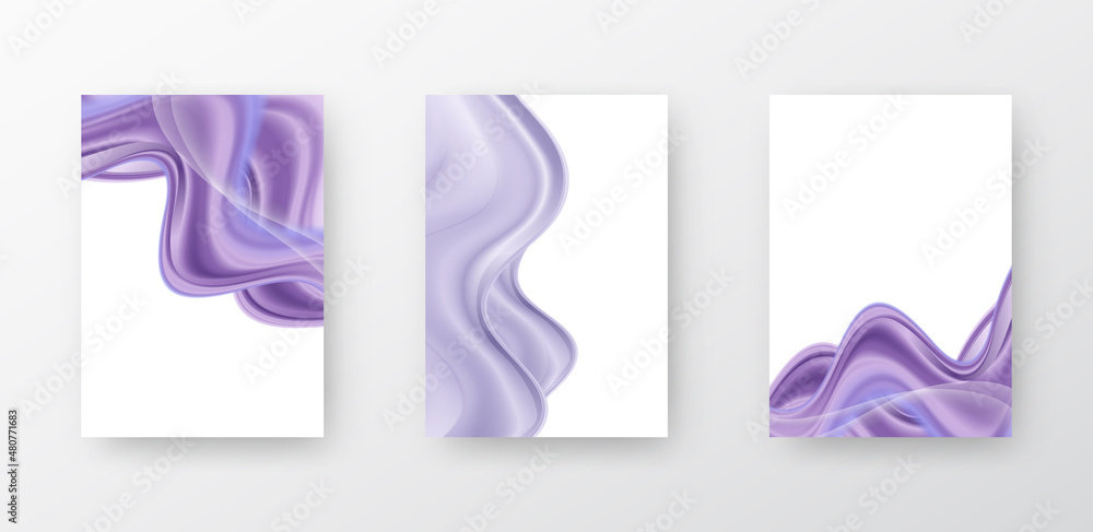 Set of three templates with transparent flow wave. Template design for ...