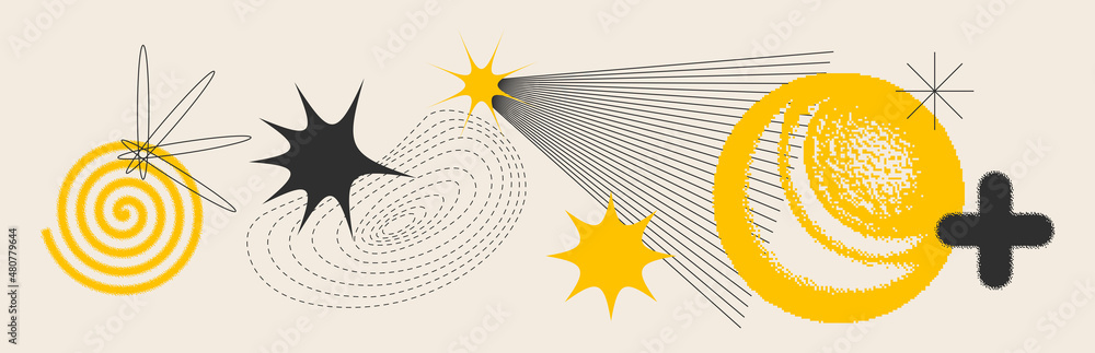 Universal trendy textured geometric bright bold shapes set Stock Vector ...