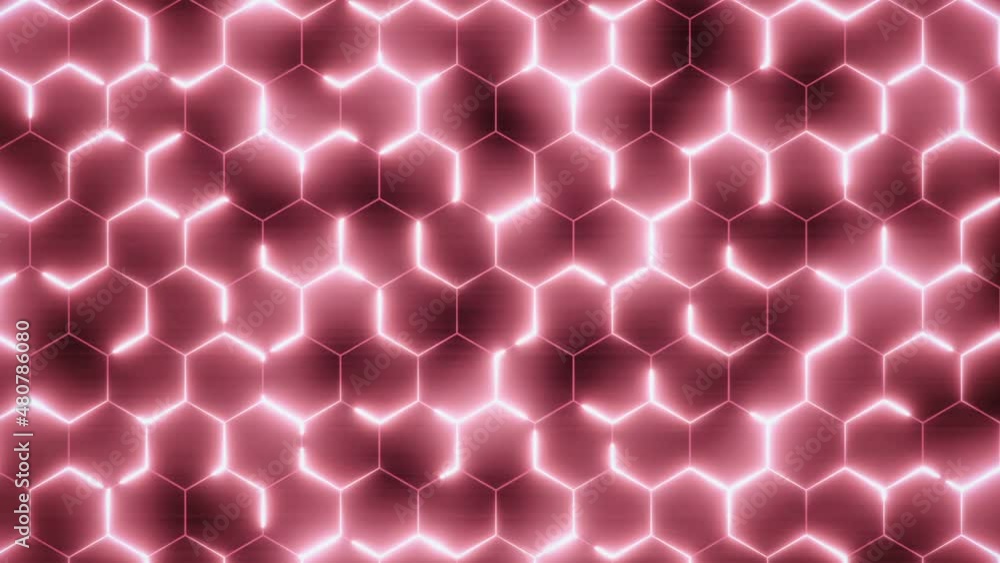 Vidéo Stock Sci-fi hexagonal grid High-tech surface changing color. Animated neon lights on a ...