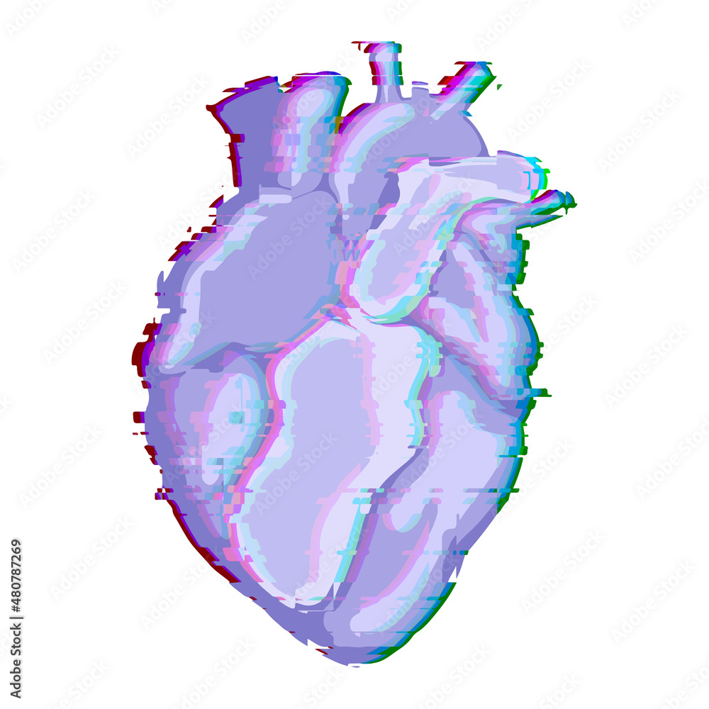 Vector Pixel art 8 bit purple anatomy human Heart. Abstract art for ...