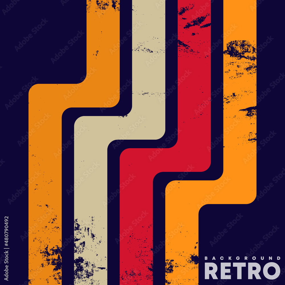 Retro grunge design background with colored stripes. Vector ...