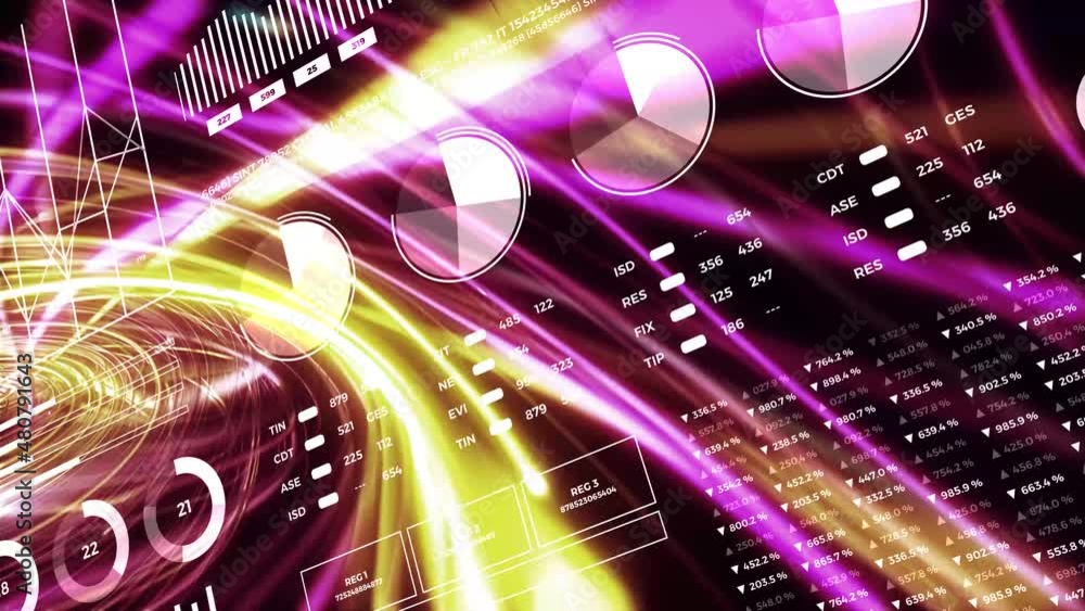 Data and report statistics, animation with graph diagrams. Stock ビデオ ...