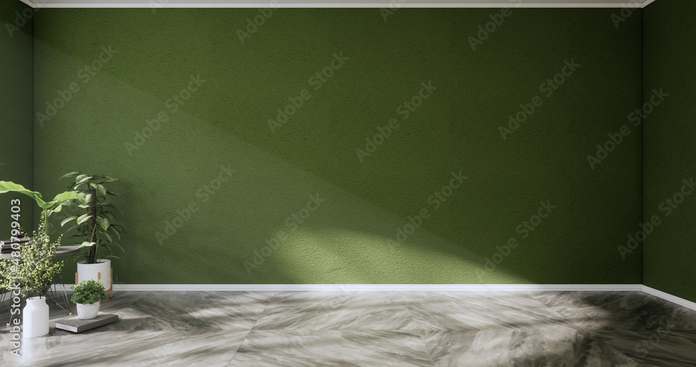 Empty room - Clean room ,Minimalist interior design, Green wall on ...
