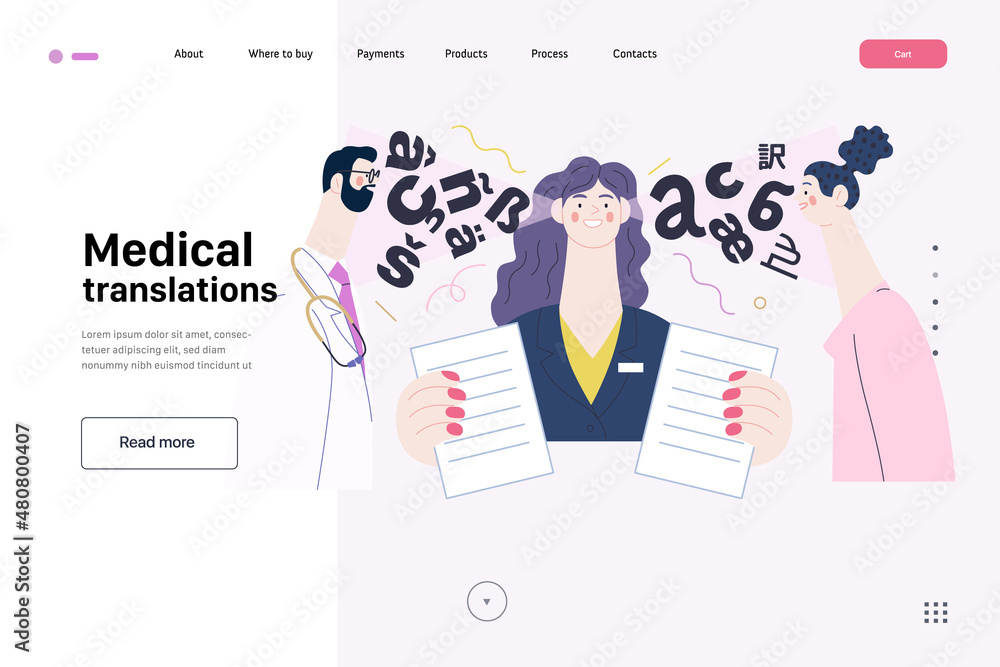 Medical translations -medical insurance web template -modern flat ...