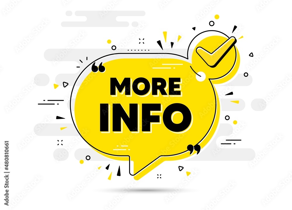More info text. Check mark chat bubble banner. Navigation sign. Read ...