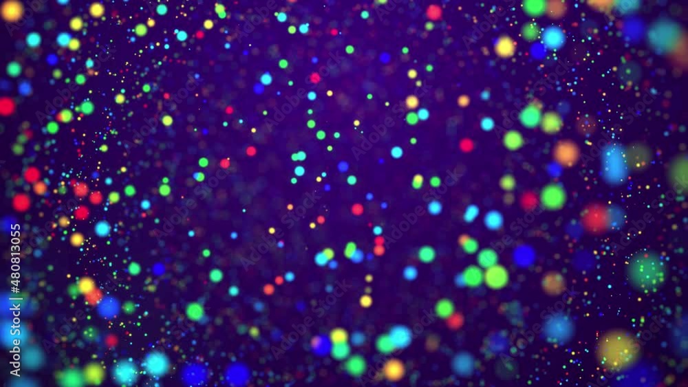 Awesome bg with magic particles fly in air, bokeh effects, DOF. Glowing ...