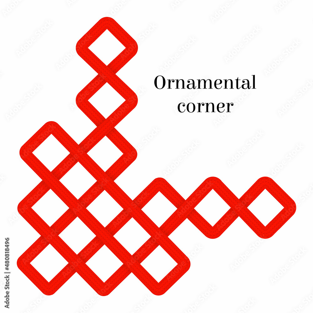 Vector illustration with a red thread folded in the form geometric ...