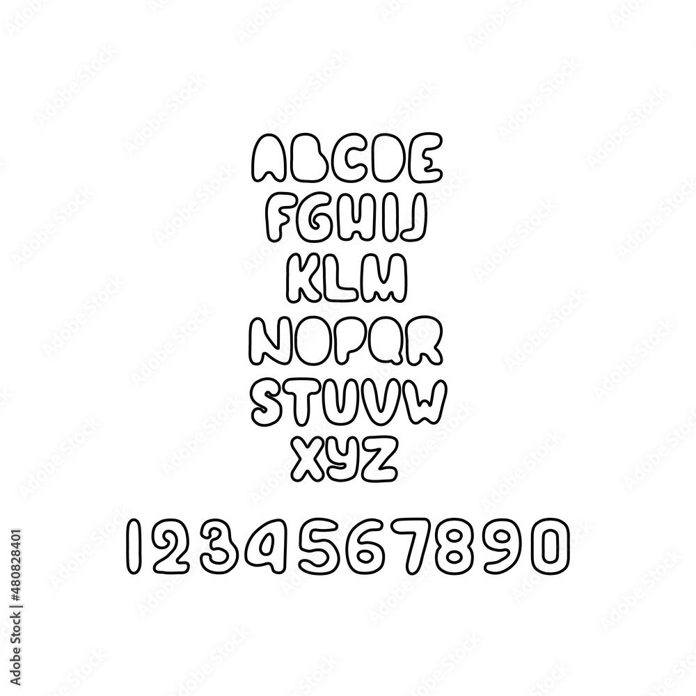 Vector set of bold uppercase regular font with letters and numbers ...
