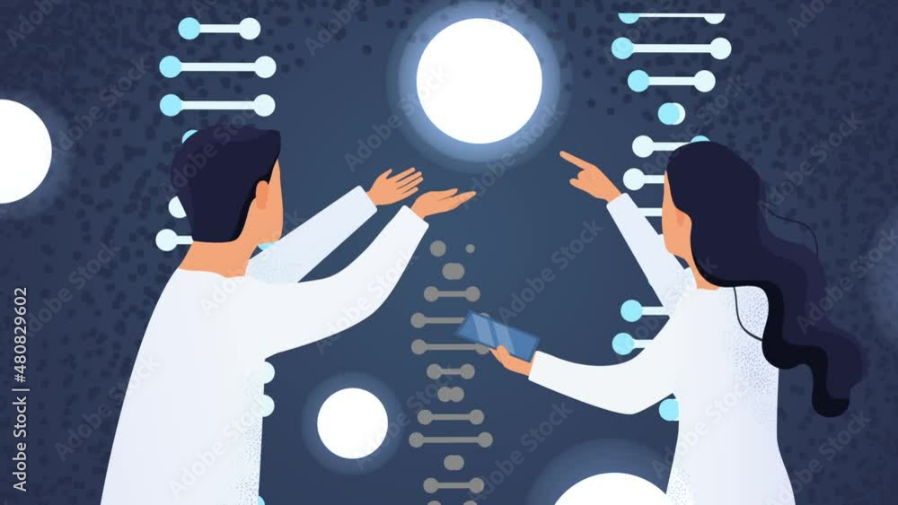 Genetics science video concept. Professional moving doctors and ...