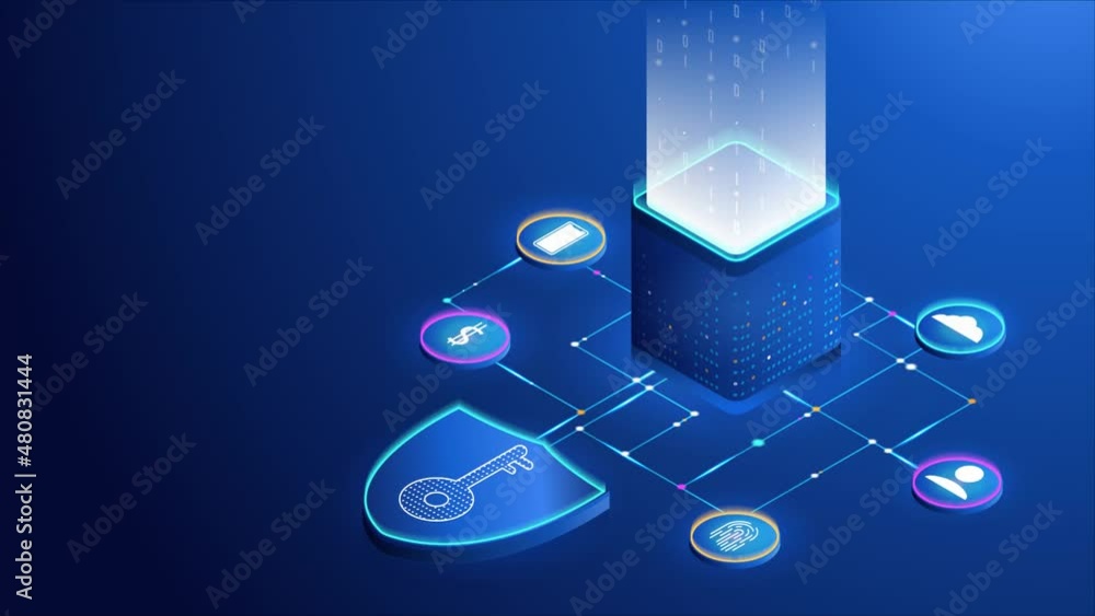 Digital protection mechanism video concept. Digital clip with pop up ...