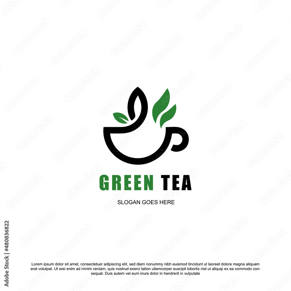 Modern green tea logo design. Cup with leaves vector for your brand or ...