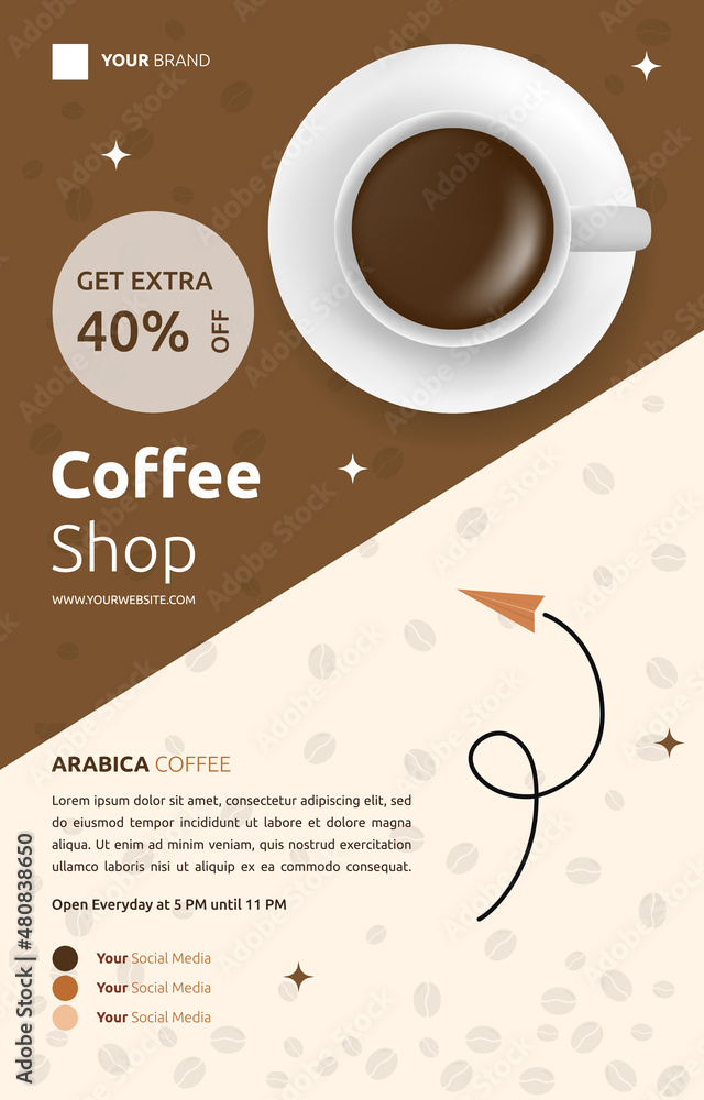 Coffee Shop Cafe Social Media Post Template Promotion Flyer Brochure ...