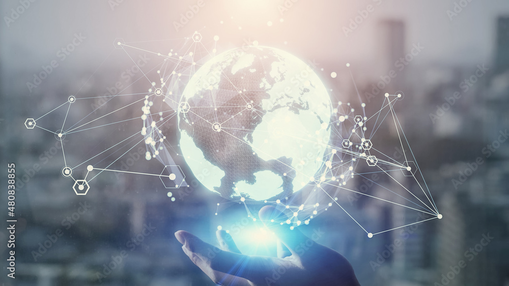 Global communication network concept. Digital transformation. Stock ...