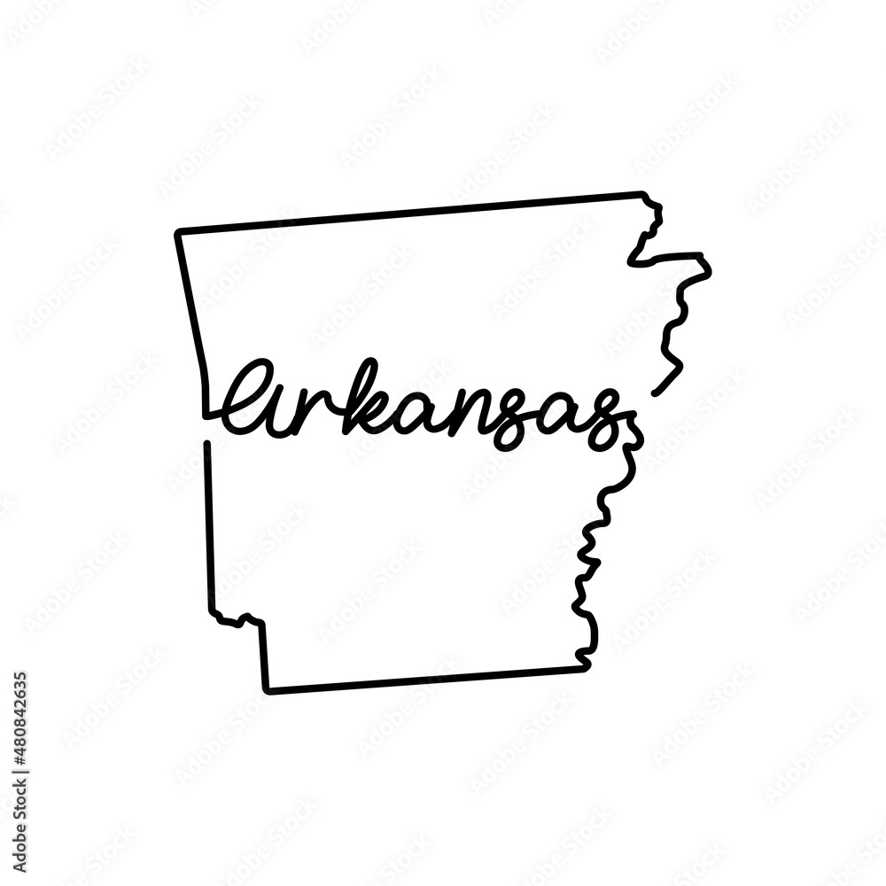 Arkansas US state outline map with the handwritten state name ...