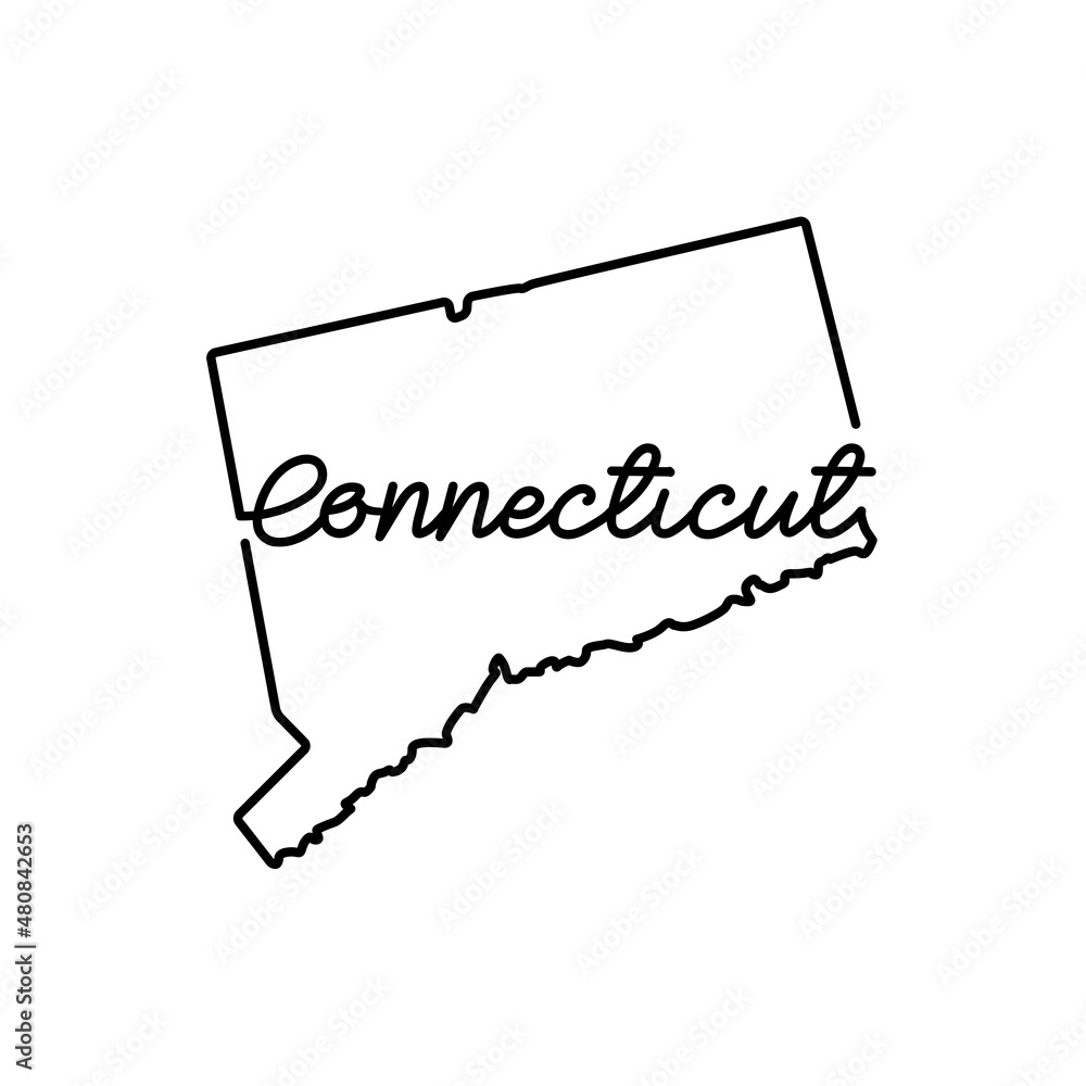 Connecticut US state outline map with the handwritten state name ...