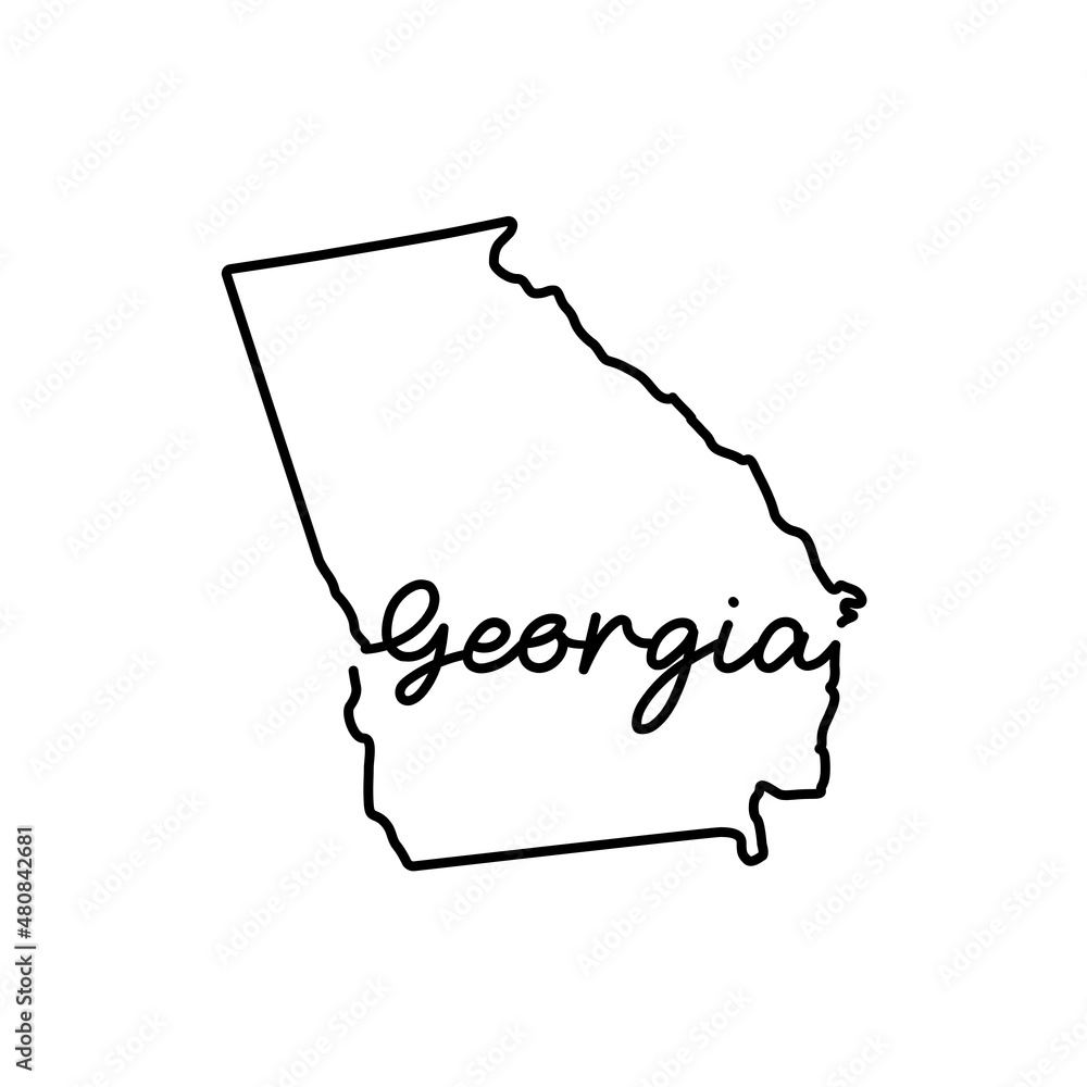 Georgia US State Outline Map With The Handwritten State Name Georgia US State Outline Map With The Handwritten State Name